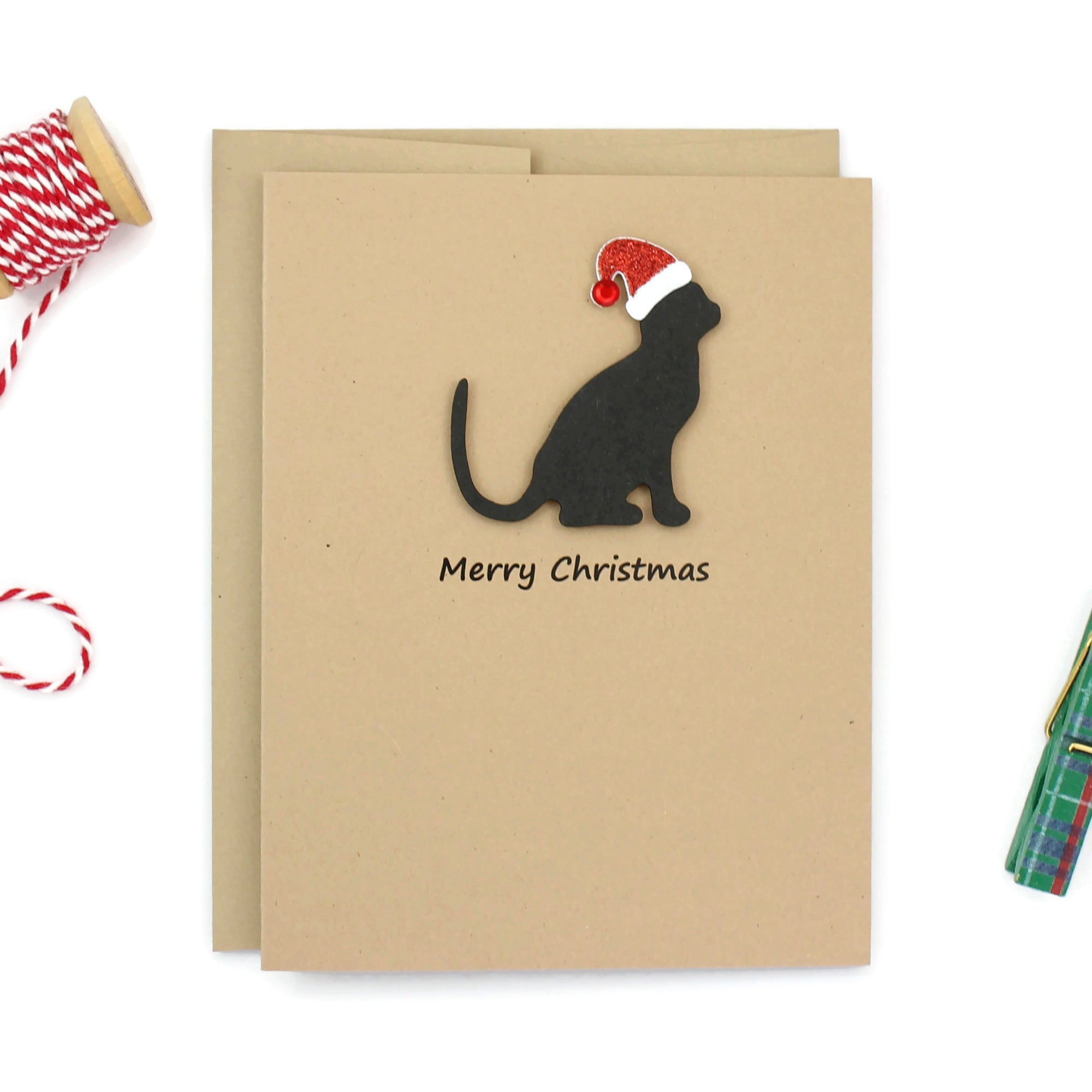 Cat Christmas Cards | Single Card or 10 Pack | 25 Cat Colors Available ...