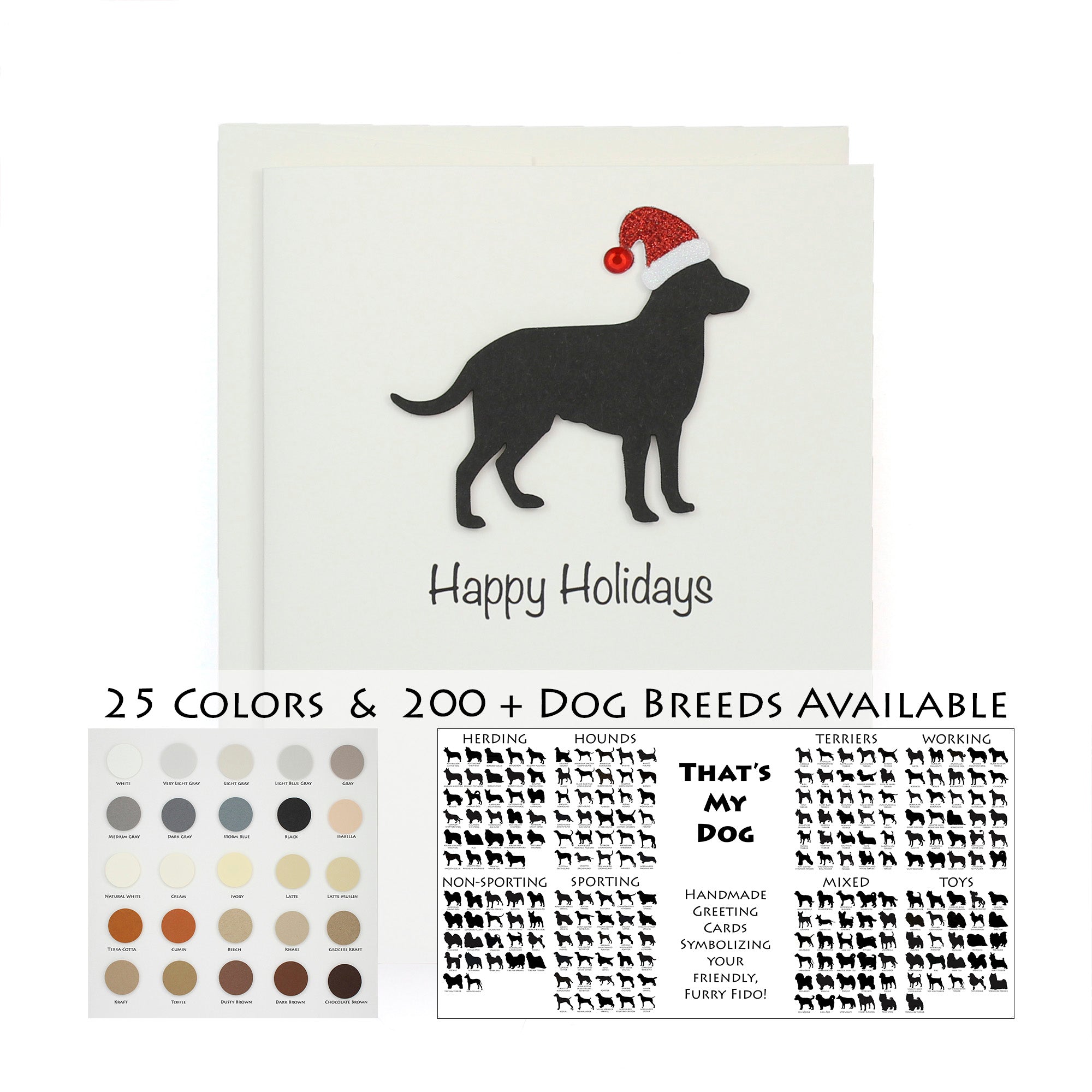 Dog Christmas Cards White | Single Card or Pack of 10 | 200+ Dog Breed ...